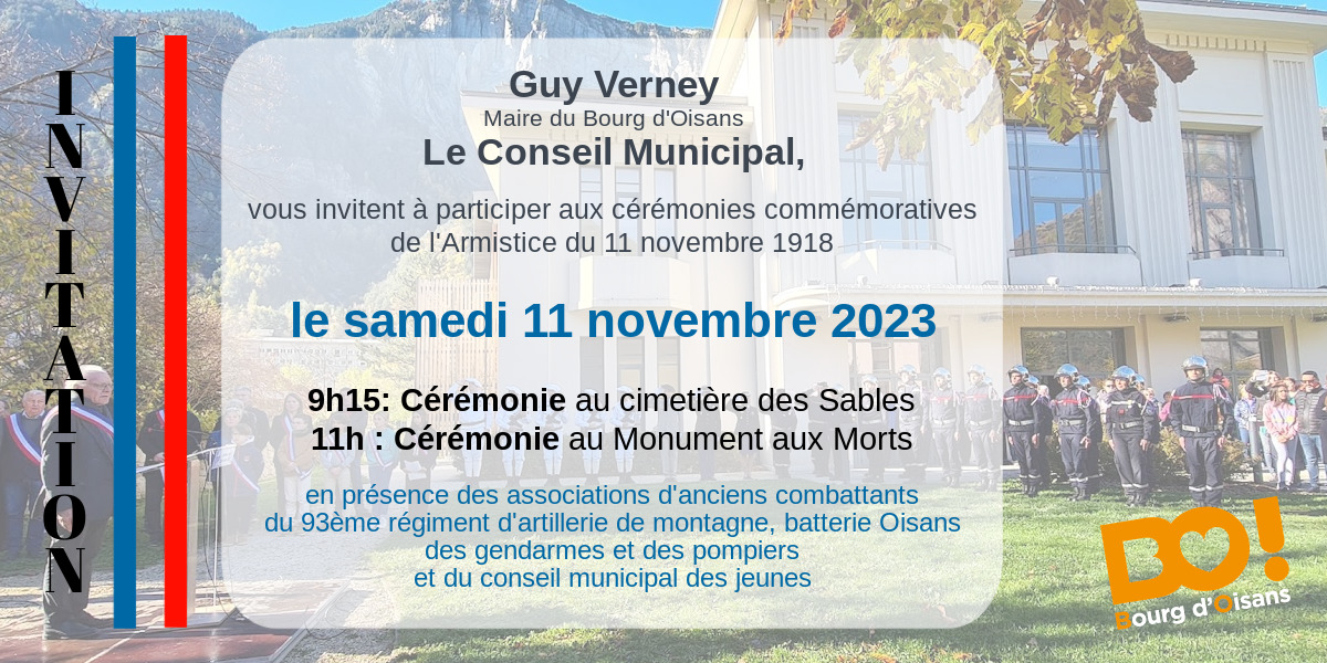 commémoration du 11 novembre 2023 - Mairie de Bourg d’Oisans
