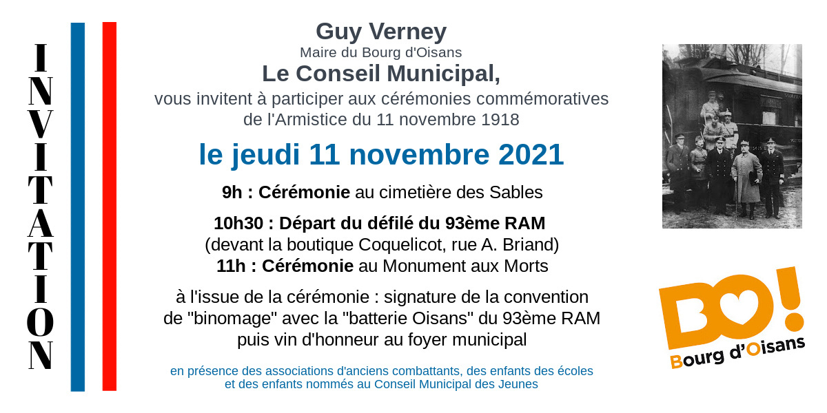 commémorations 11 novembre - Mairie de Bourg d’Oisans
